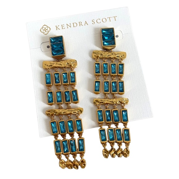 Kendra Scott | Jewelry | Nwt Kendra Scott Jack Gold Large Statement Earrings In Charcoal Blue ...